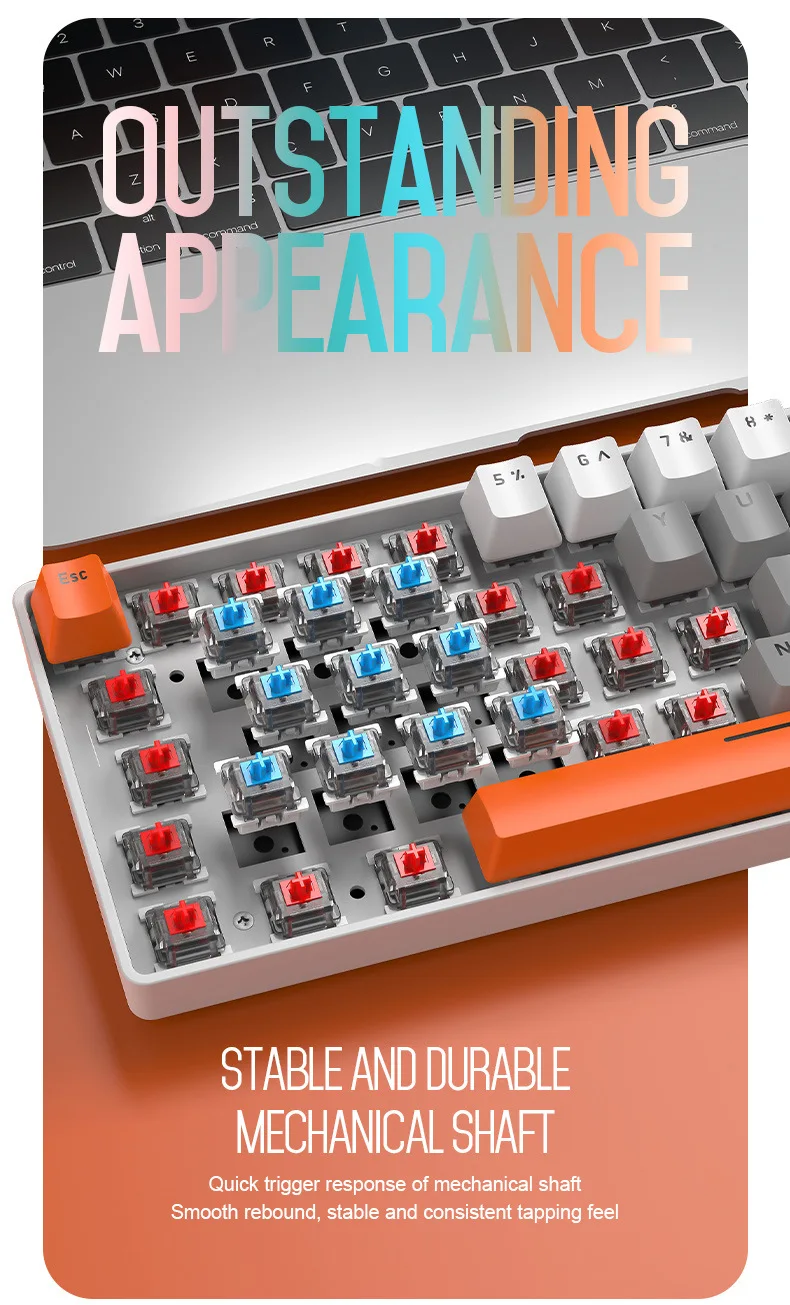 T60 Gaming Mechanical Keyboard - 62 Mix Keys Color Backlight