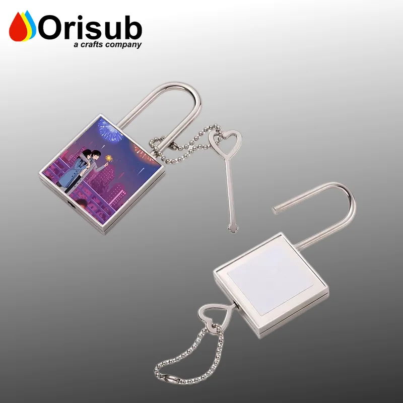 Blank Metal Sublimation Heart Padlock With Key A Gift Valentine's Day ...
