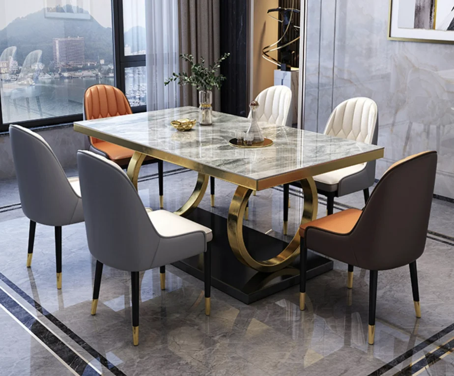 Luxury Marble Top Dining Table With Golden/sliver Stainless Steel Leg ...