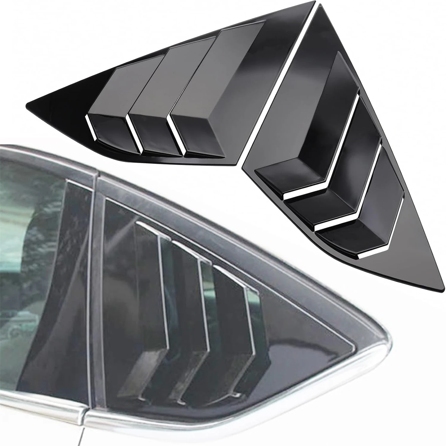 Matte Black Rear Window Louvers for Ford Focus Fiesta MK7 2012-2018 ...