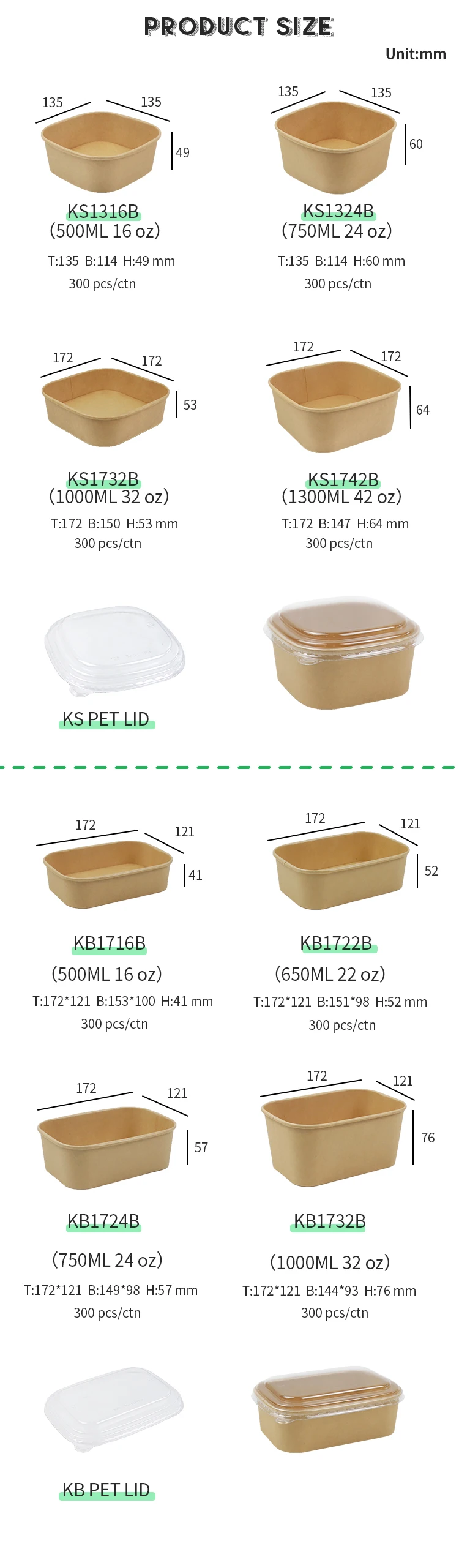 24oz Rectangular Takeaway Paper Poke Bowl Disposable Serving Salad ...