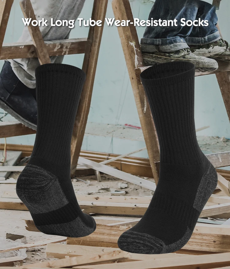 Thick Custom Oem Work Black Solid Work Boot Cushioned Crew Men Cotton ...