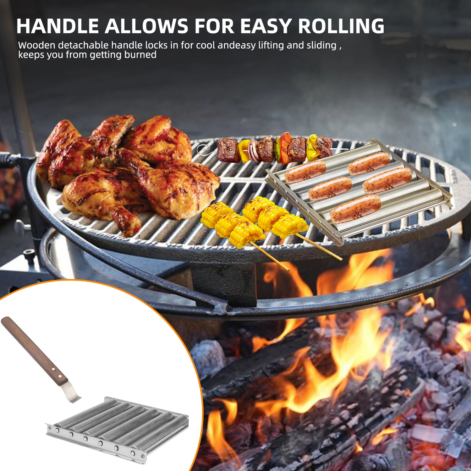 Camping Bbq Accessories Food Grade Sausage Roller Rack Sausage Barbecue ...