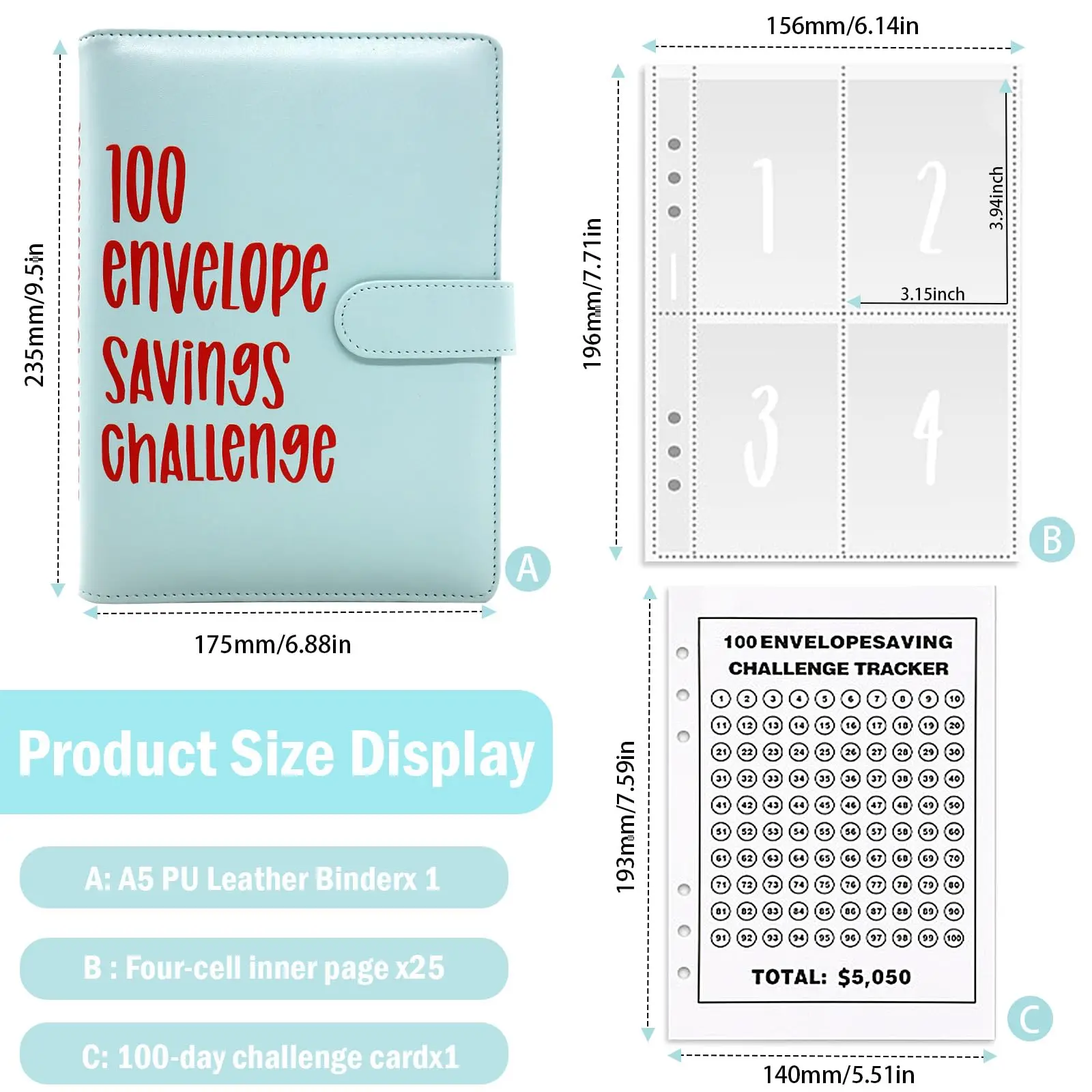 100 Envelope Savings Challenge Binder 100-Day Envelope Challenge Kit ...