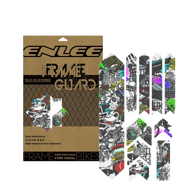 Enlee 3D PVC Bike Stickers - Durable MTB Frame Protection