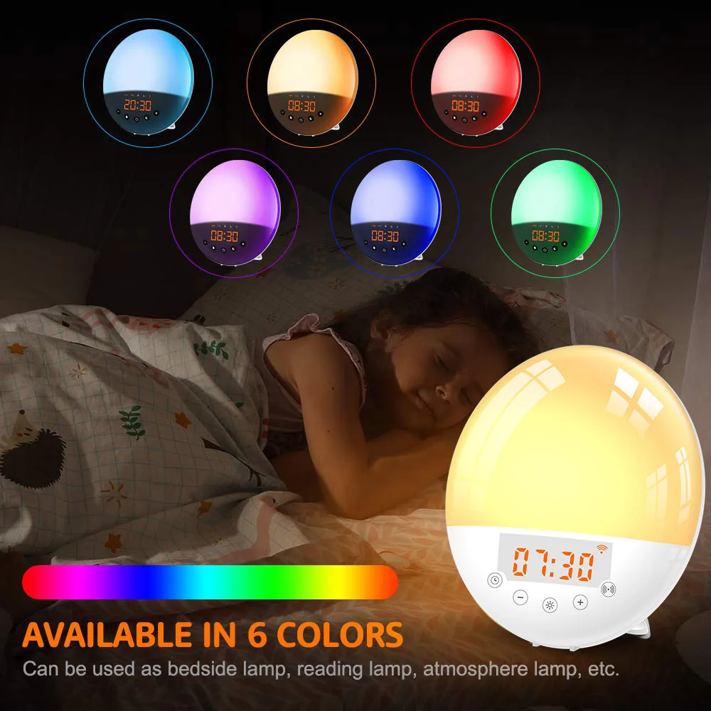 2021 Smart Sunrise Simulation Alarm Clock Digital Clock Wake Up Light ...