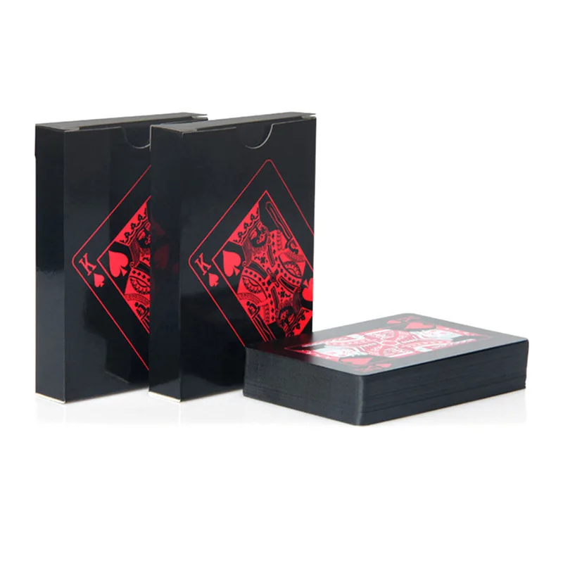 Customizable Black Red Plastic Playing Cards - High-Quality Wholesale