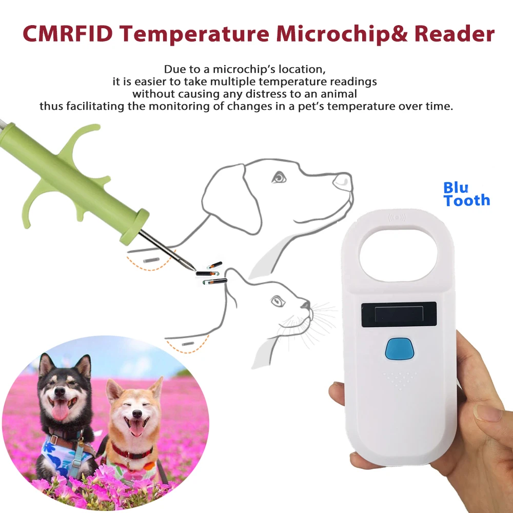 CMRFID 2.12x12mm RFID FDX-B 134 khz Animal Temperature Microchip Tag ...