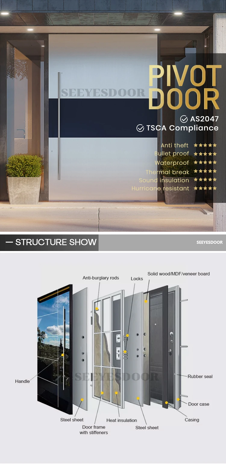 Seeyesdoor Decorative Main Double Door for House Stainless Steel ...