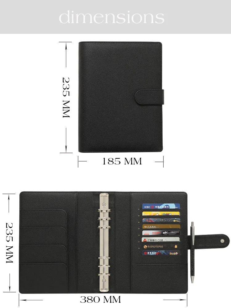 Customizable A5 Litchi Leather Binder for Daily Planning