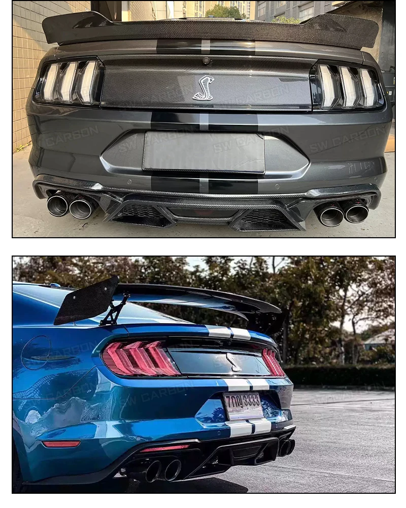 GT500 Style Carbon Fiber Rear Diffuser for Ford Mustang 2018-2022 Rear ...