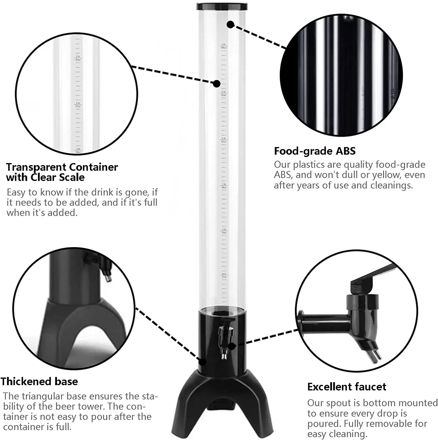 Beer Tower Dispenser - Clear Liquor Tower for Parties
