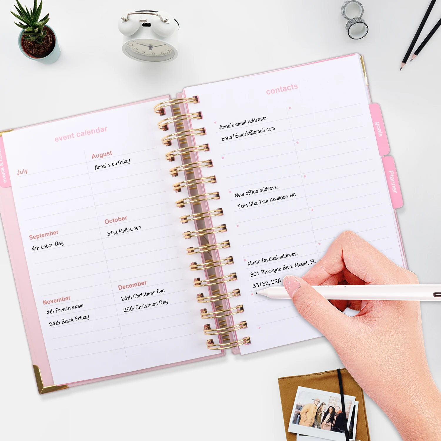 Girls Gift Customized Gold Logo Pink 2024 Weekly Planner Printing ...