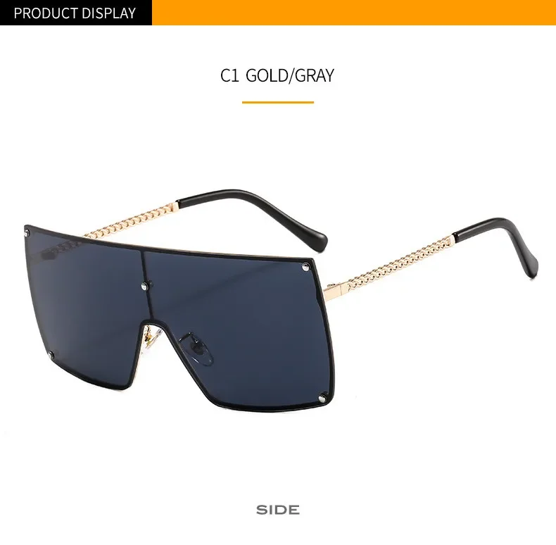 Fashion Big Frame Retro Large-frame Continuous-style Sunglasses Graded ...