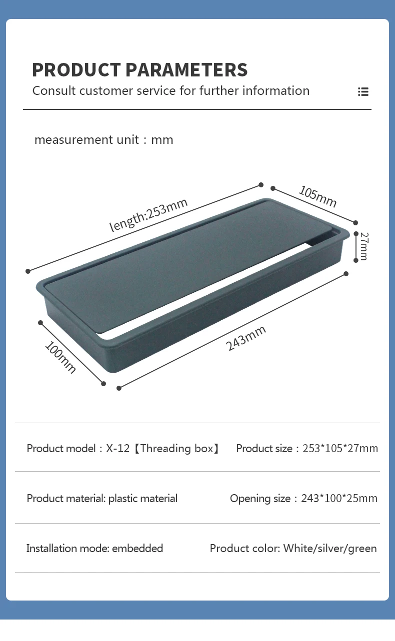 Factory Supply Rectangular Cord Organizer Desktop Accessories Cable ...