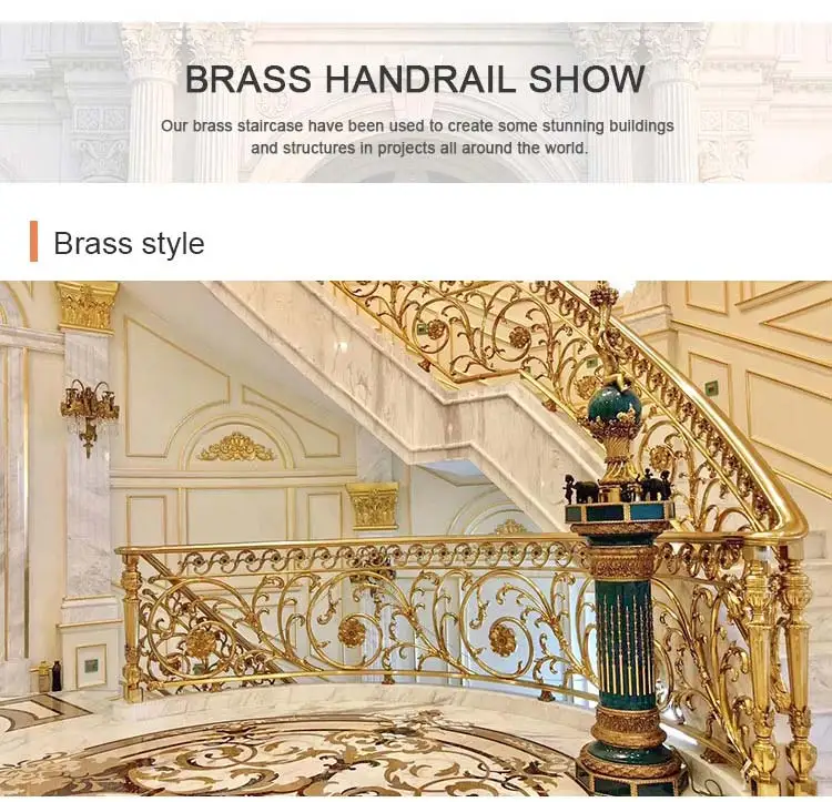 Modern Gold Stair Railing - Luxury Brass Handrail Decor