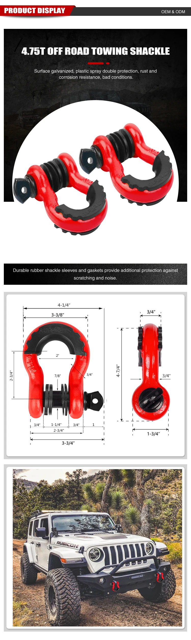 Heavy Duty D Ring Shackles Forged Steel For Jeeps - Buy 3/4" 4.75t ...