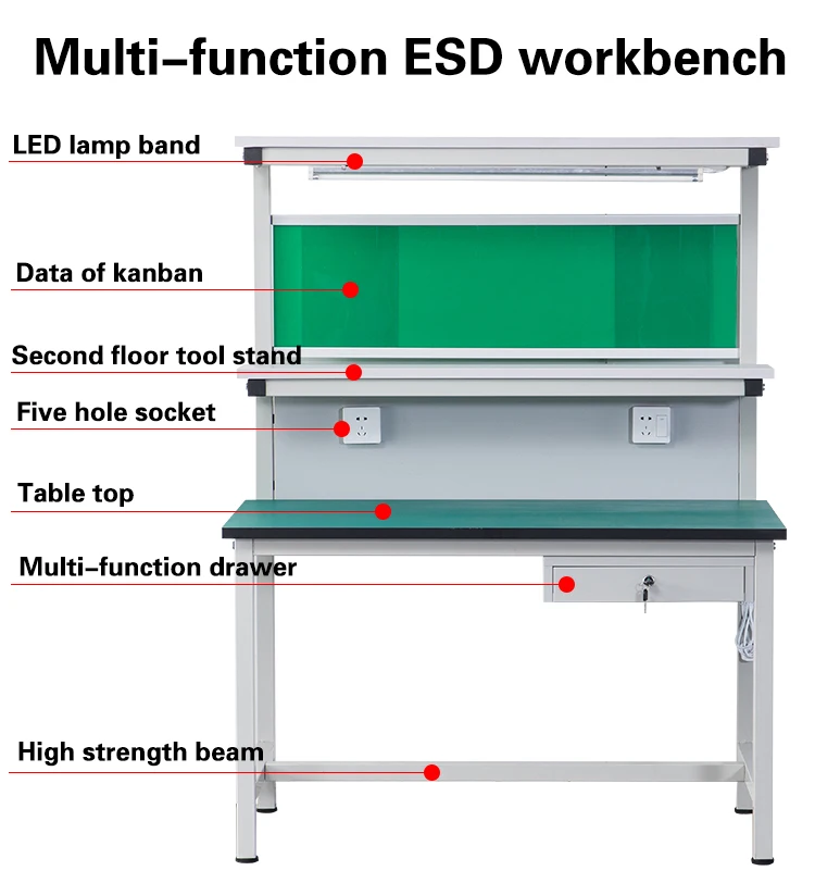Esd Assembly Line Working Table - Anti-Static & Portable