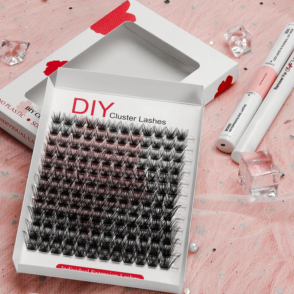 Bulk Cluster Lashes Fluffy Private Label Natural D Curl Cluster Lash ...