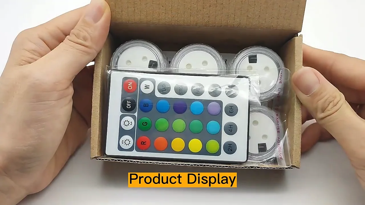 6 Pack Remote Control Rgb Submersible Battery Operated Waterproof Mini ...