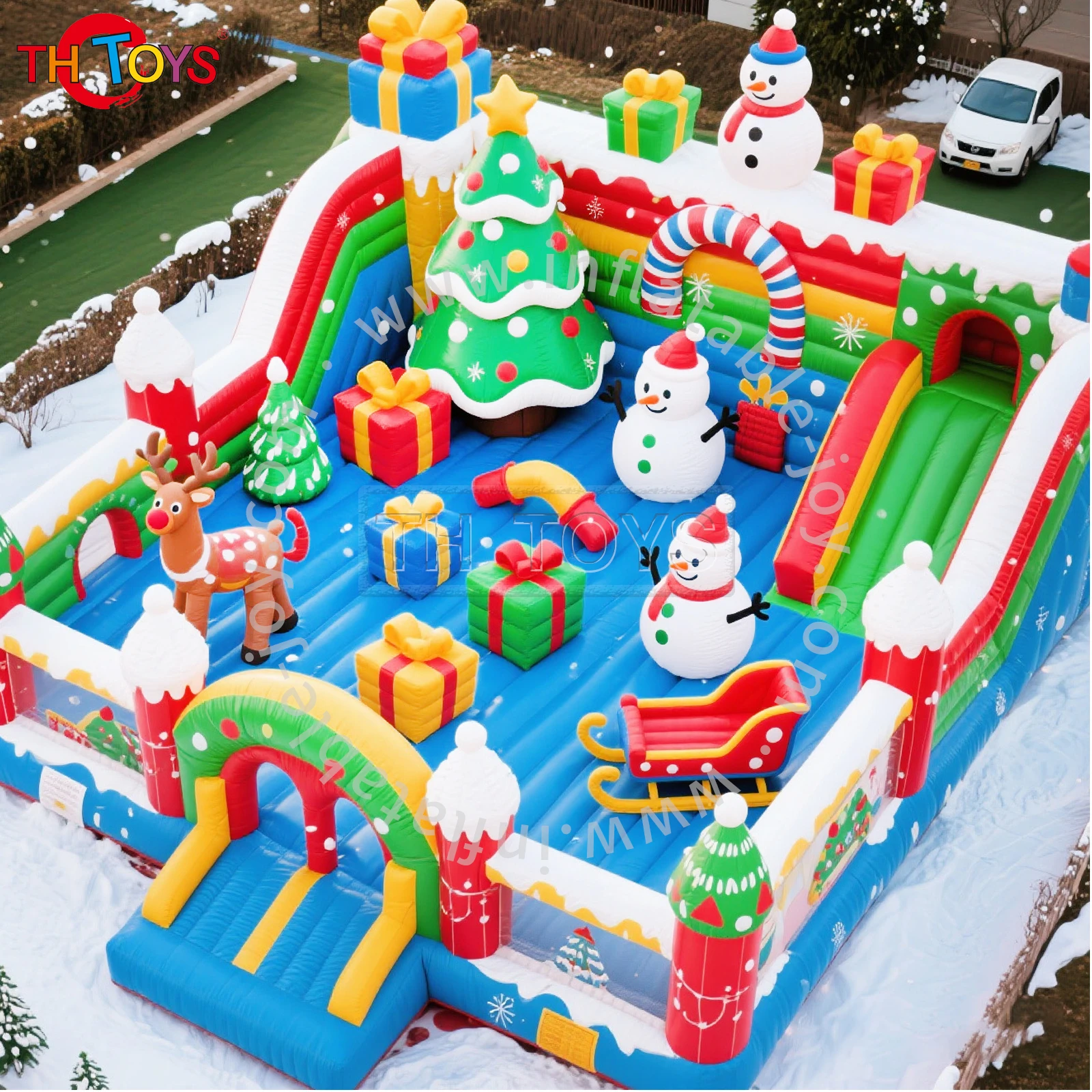 Inflatable Christmas Obstacle Playground PVC Material 20*20m Giant ...