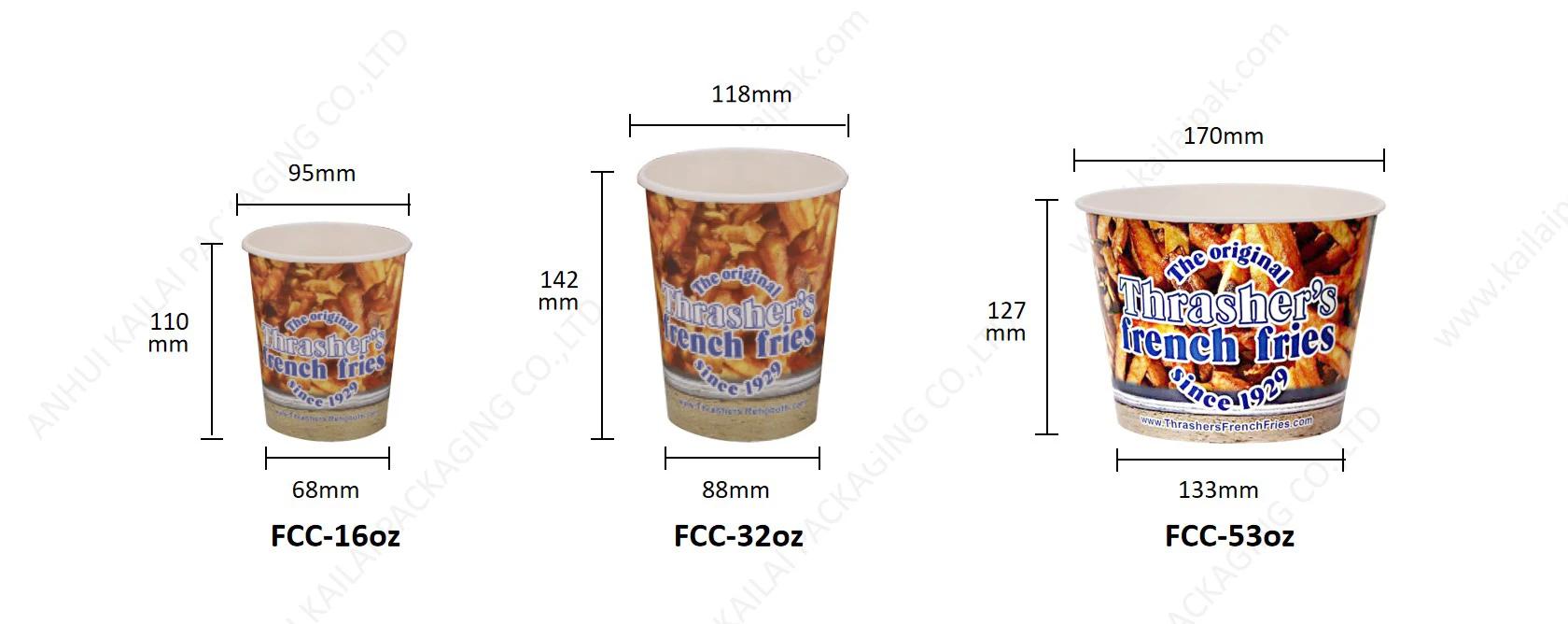 Food Grade Disposable Kraft French Fries Cups Take Away Paper Chips Cup ...