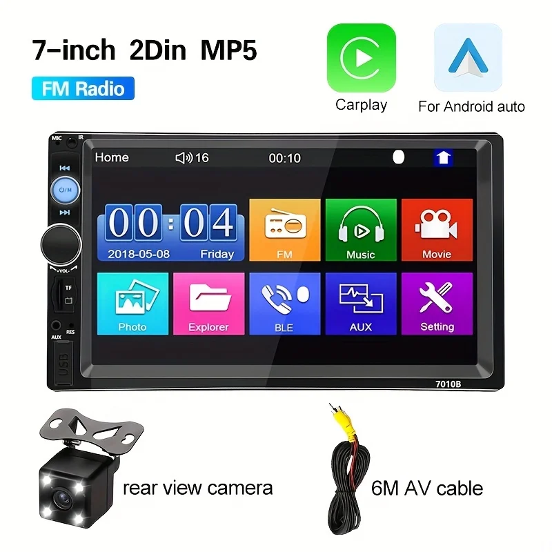 7 inch Stereo Aux Radio 2 Din Touch Screen Wireless BT FM with MP5 ...