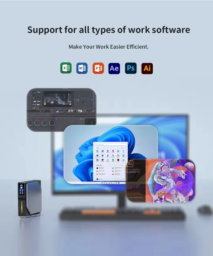 S1 RGB Mini PC M.2 SSD Mini Computer INTEL N150 N200 N250 N300 N305 N95 ...