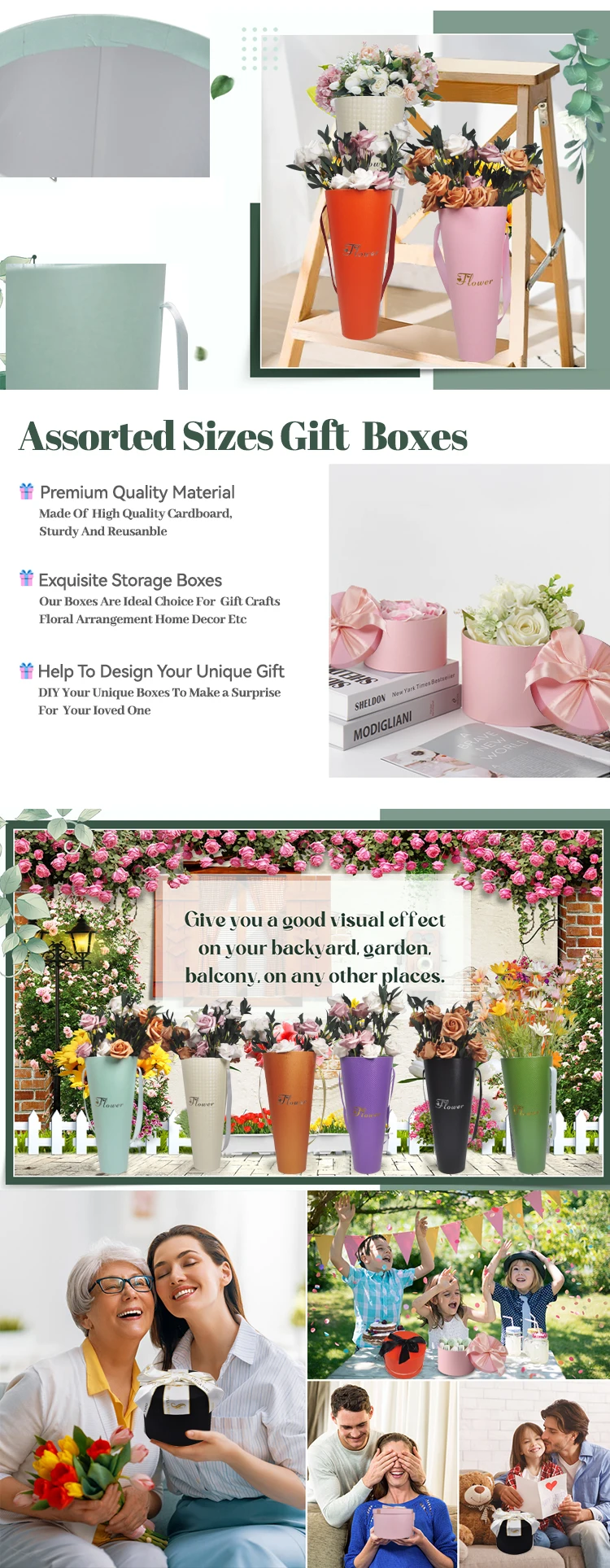 Luxury Round Tube Paper Flower Box for Bouquets Elegant Gift Packaging ...