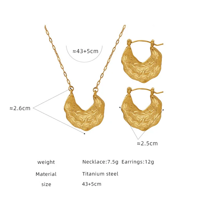 Irregular and Irregular Hammered Texture Pleated Necklace Jewelry Set ...