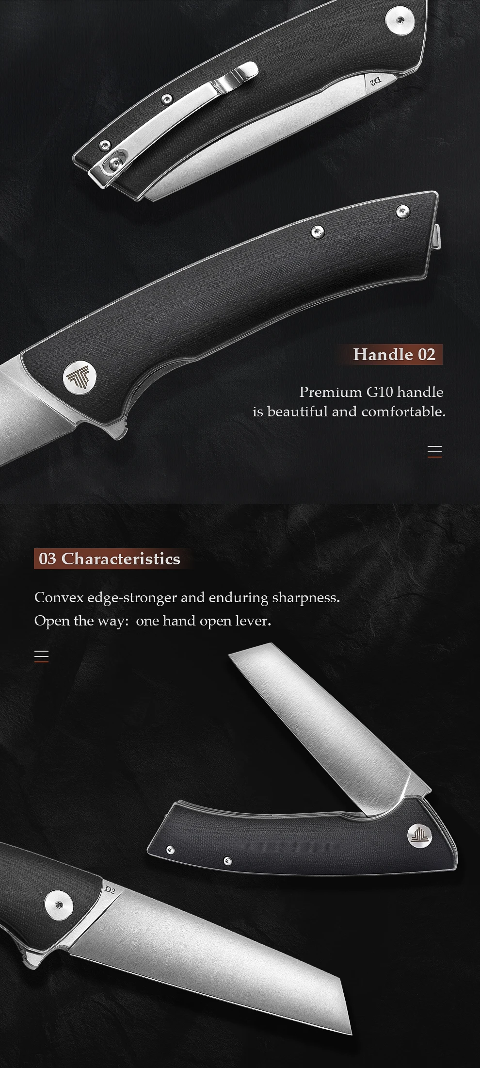 Japanese Convex Edge Handmade Hamaguri-ba Hand Satin Finished G10 ...