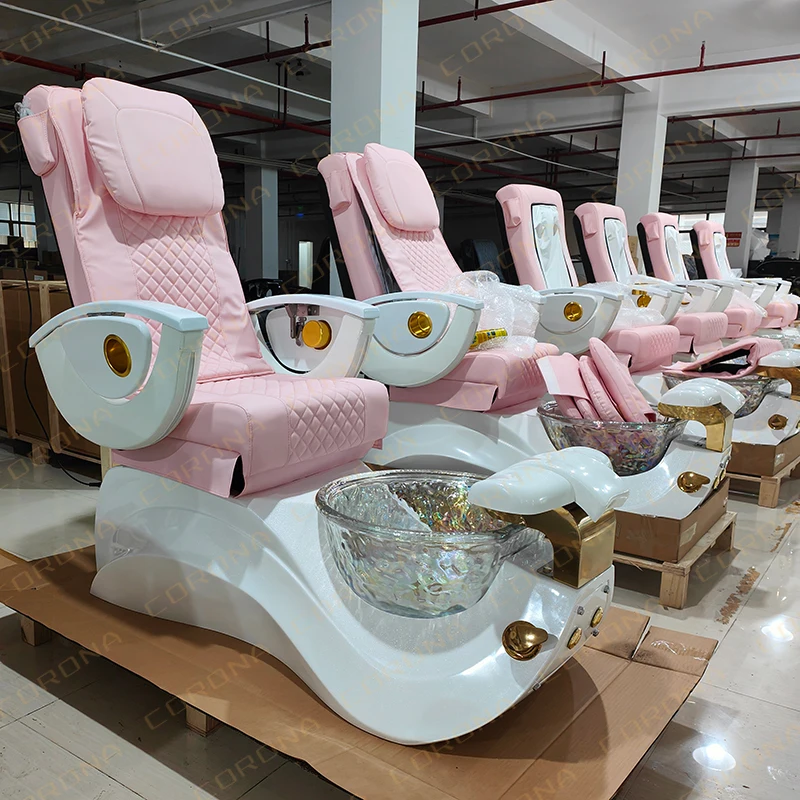 Modern Luxury Foot Spa Chair Electric Adjustable Massage Pink Pedicure ...