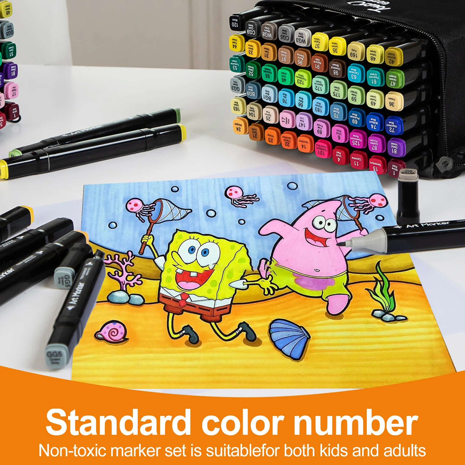 60 Color Marker Pen Set - Double Head Design for Kids & Artists