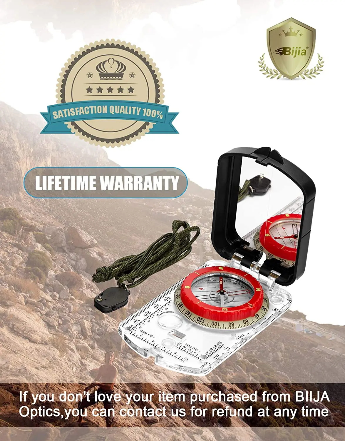 Orienteering Map Compass -Sighting Mirror Compass with Adjustable ...