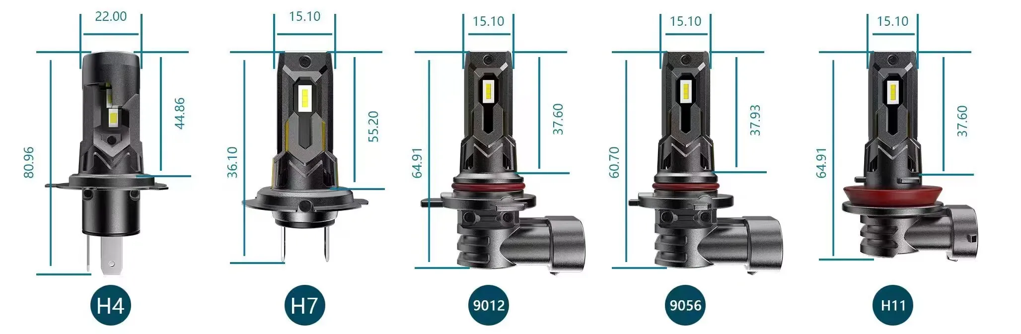 50W 5000LM 6000K T7 LED Headlights - Bright, Efficient, and Reliable