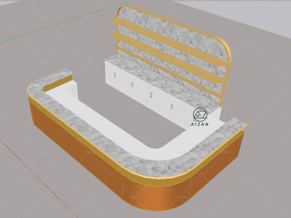 L Shape Curved Restaurant Cafe Coffee Shop Modern Bar Counter