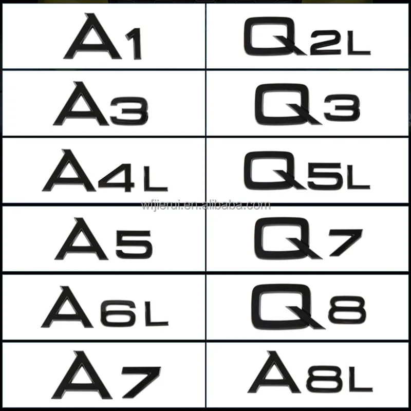 A1 A2 A3 A4 A5 A6 A7 A4L A6L A8L ABS Chrome Black Rear Trunk Letters ...