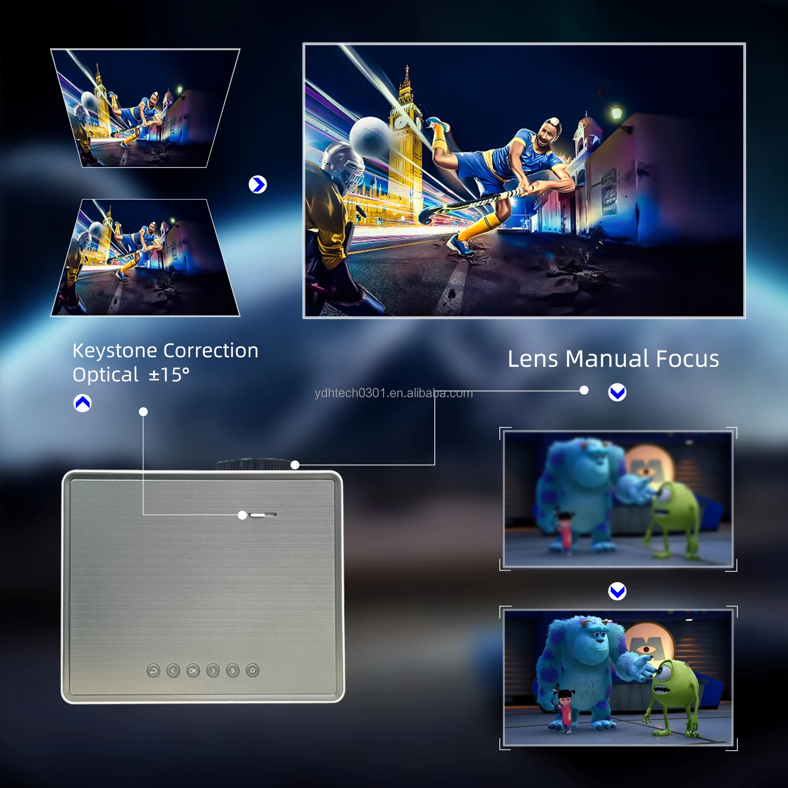 YDH-M7 2025 Hot Selling 4K Projector 1050 Lumens Android 11 IR Remote ...