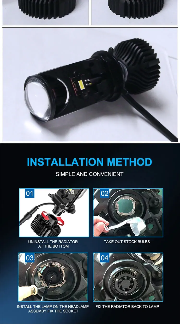 Canbus Mini Projector LED Headlight Bulb Kit H4 Y8 Y7 Y6D Y10 Y1 Y2 ...