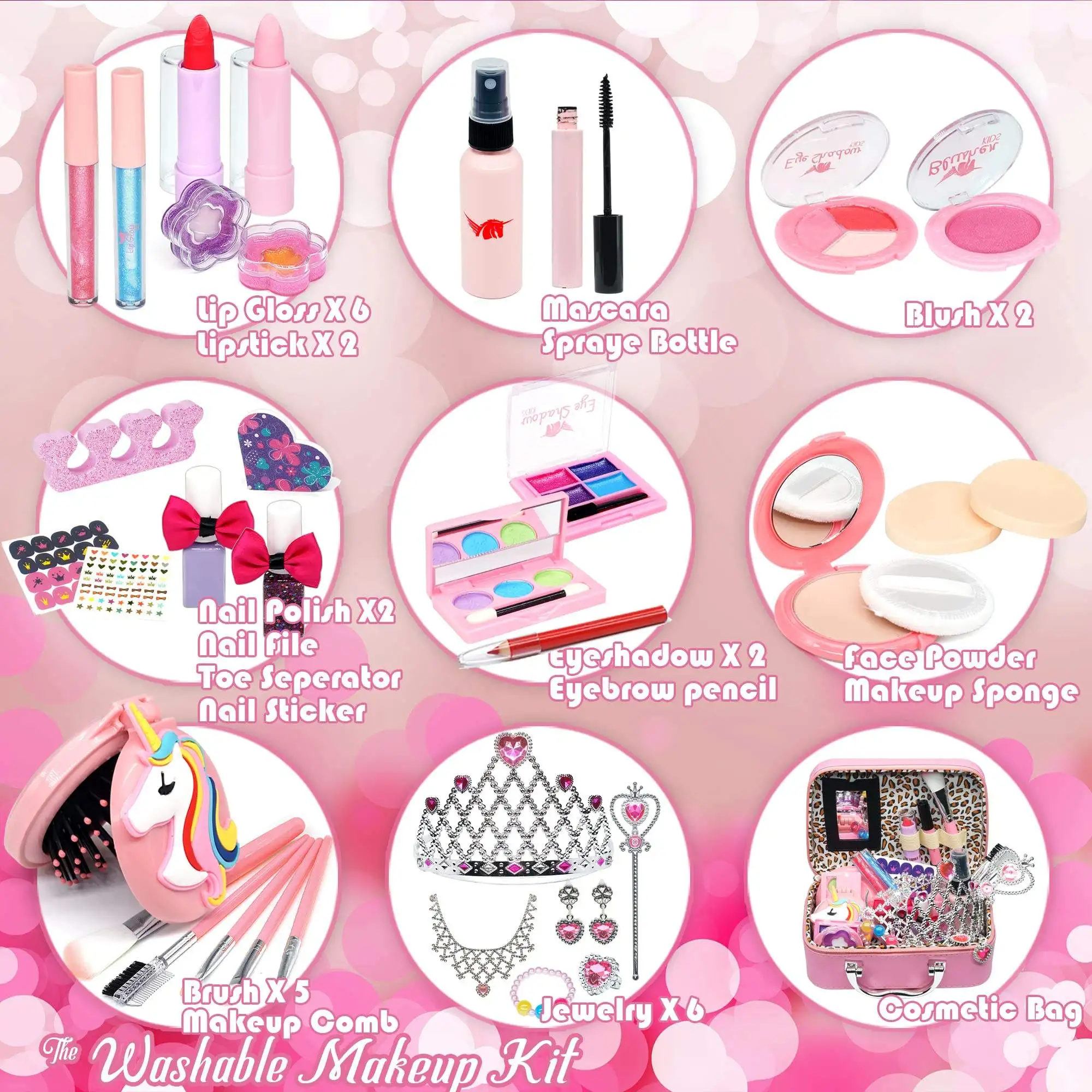 Kids Makeup Kit For Girl Real Make Up Set Washable Makeup Toy For ...