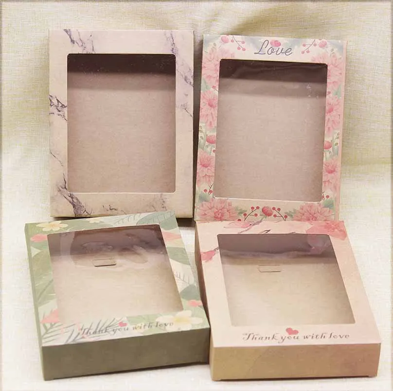 Thank You Clear Transparent Window Kraft Paper Boxes Candy Cookie Gift ...
