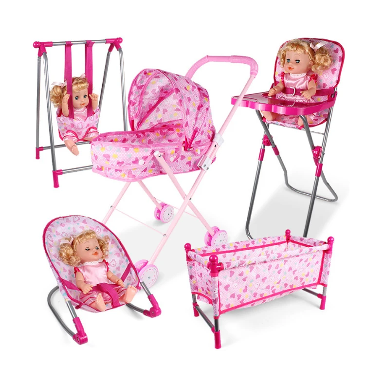 Hot Selling Baby Doll Stroller Nursery Role Play Set Toy Realistic Baby ...