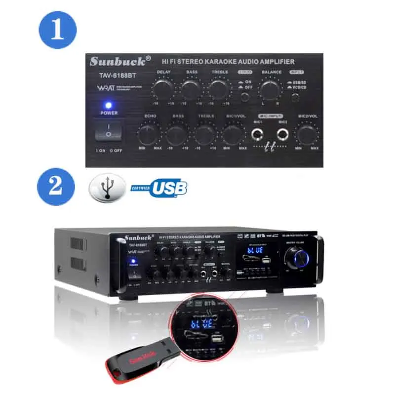 110V 220V Blue-Teeth Amplifier - 300W*2 High-Power Speaker