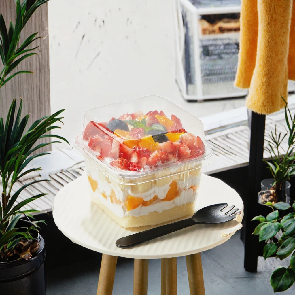IMEE 250ml Plastic Clear Square Beaker Small Dessert Cup for Mousse ...