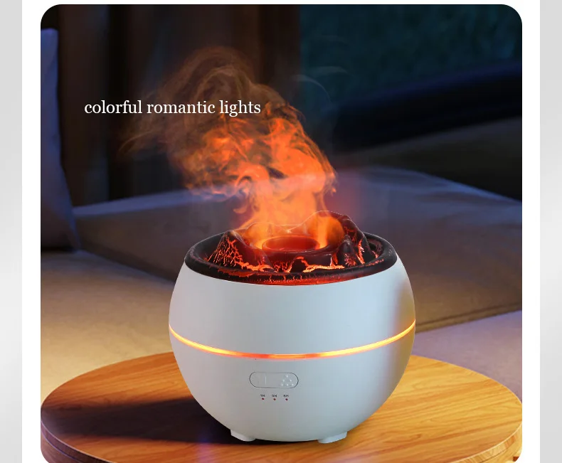 Small Usb Ultrasonic Volcano Flame Cool Mist Mini Humidifier Colorful ...