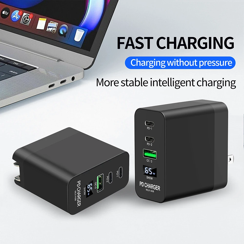 Gan Charger 65w Pd Multi-port Fast Charging Gan Wall Charger For Laptop ...
