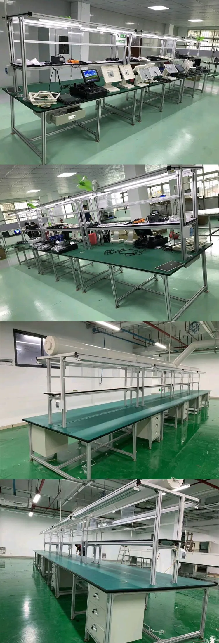 Industrial Aluminium Workbench Double Sided Esd Work Table With Socket ...