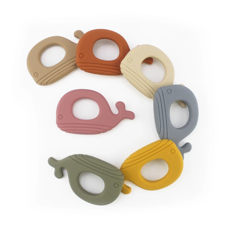 Baby Teether Whale Learning Loop Silicone Teether Beech Ring For Babies ...