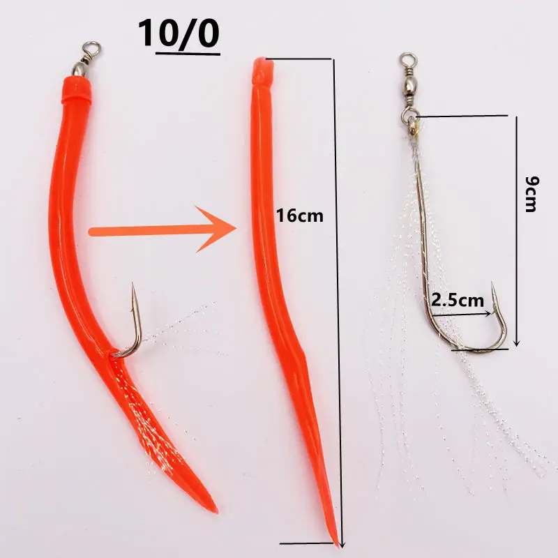 LETOYO Rubber Eel Hook Tube Stainless Steel Fishing Hooks
