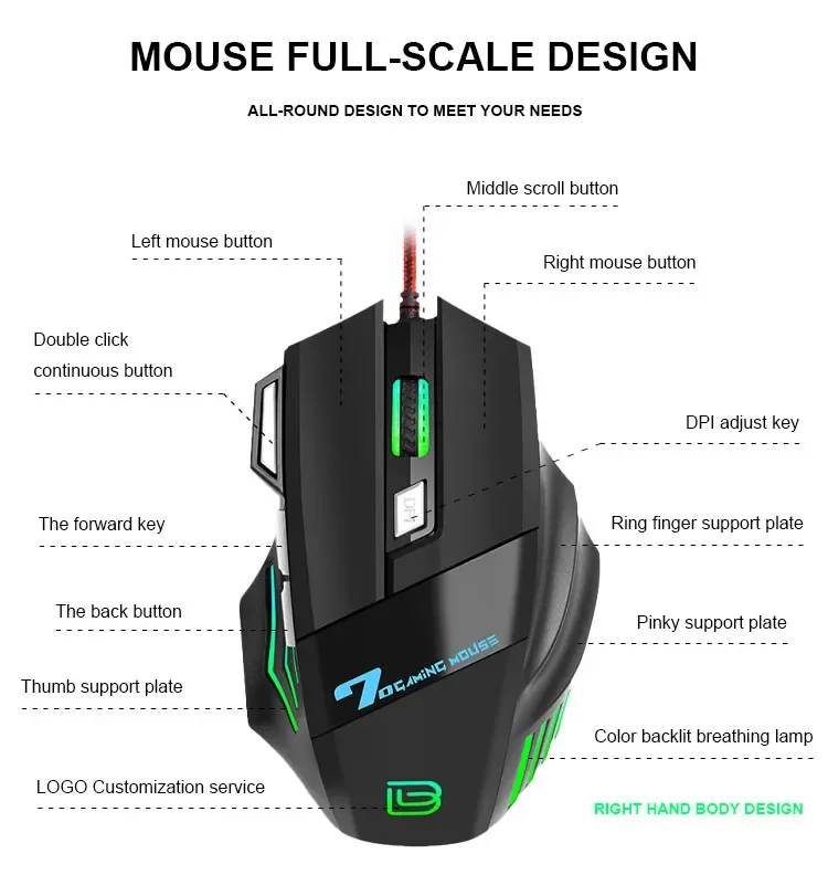 Fast Delivery Bajeal Brand G5 Wired Gaming Mouse E-sports Chicken 7d ...